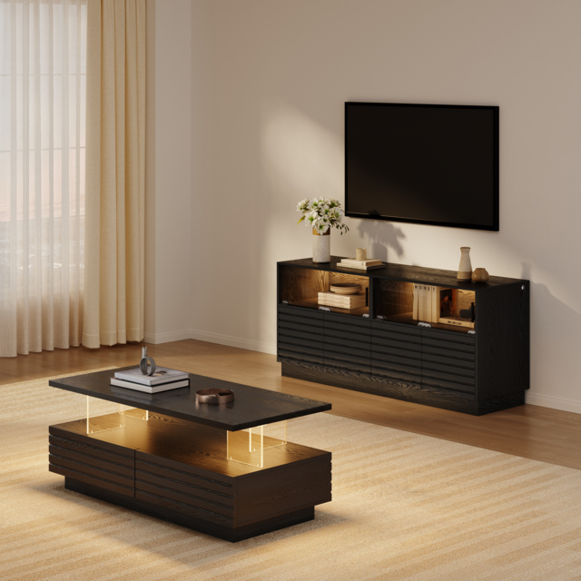 Lumoe LED Lights TV Stand & Coffee Table Set by Homary | ufurnish.com