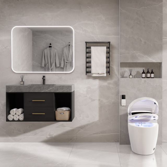 Modern Automatic Toilet One-Piece Elongated Smart Toilet & Bidet with ...