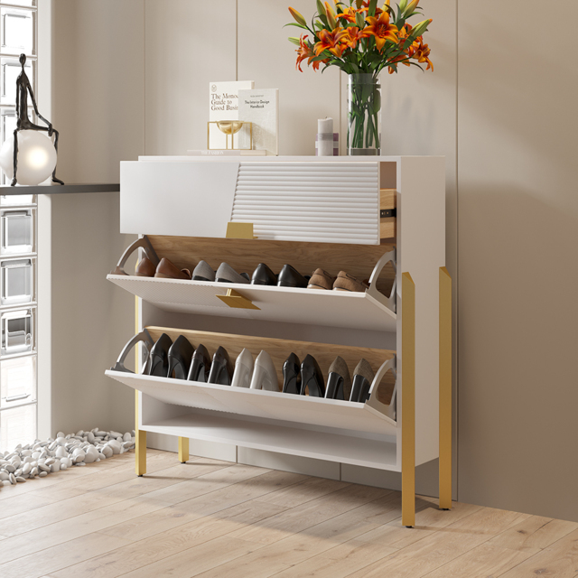 "Modern Entryway White Shoe Storage for 10 Pairs Shoes Narrow Shoe ...
