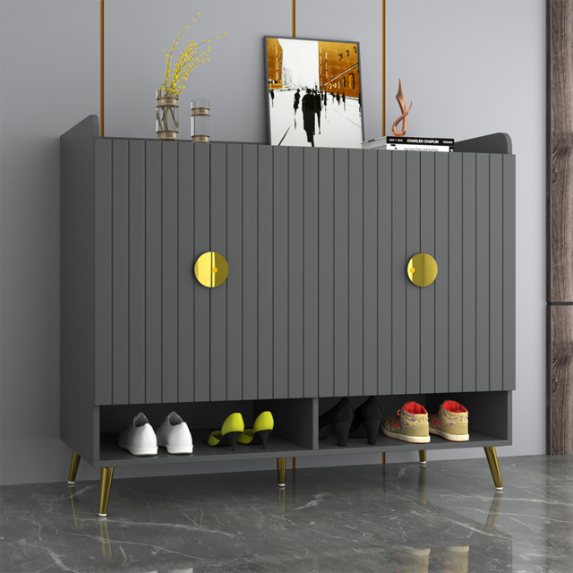 Nordic Gray Shoe Cabinet & Modern Shoe Rack Bench Entryway Storage ...