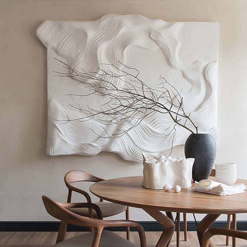 3D White Sea Waves Texture Painting Art Modern Abstract Ocean Wall ...