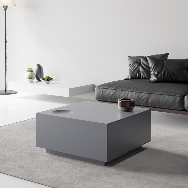 Modern Grey Coffee Table with Storage Square Coffee Table with Drawer ...