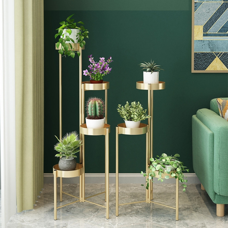 Luxury Contemporary Standing Plant Stand in Gold-Large by Homary ...