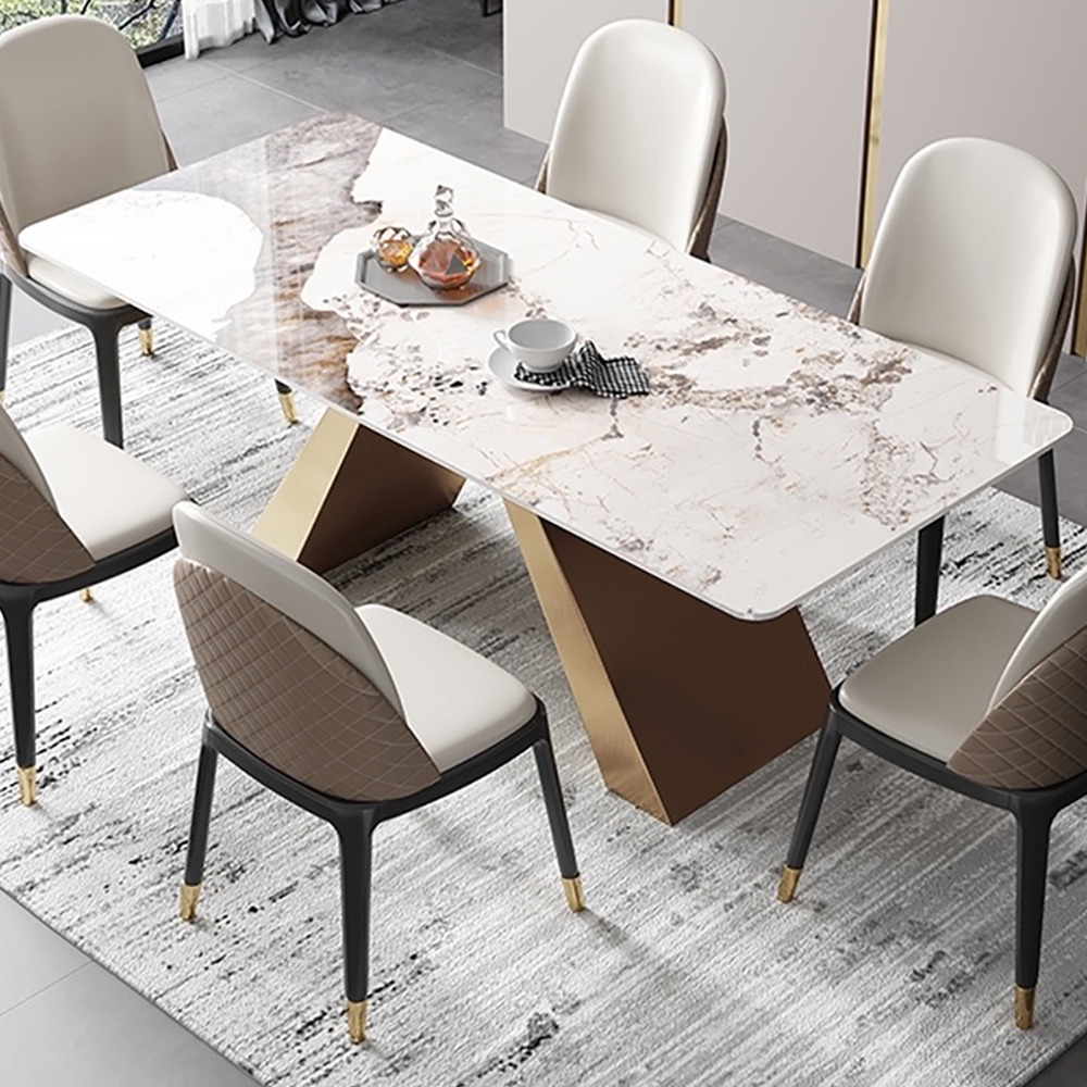 2000mm Contemporary White Rectangular Sintered Stone Dining Table X ...