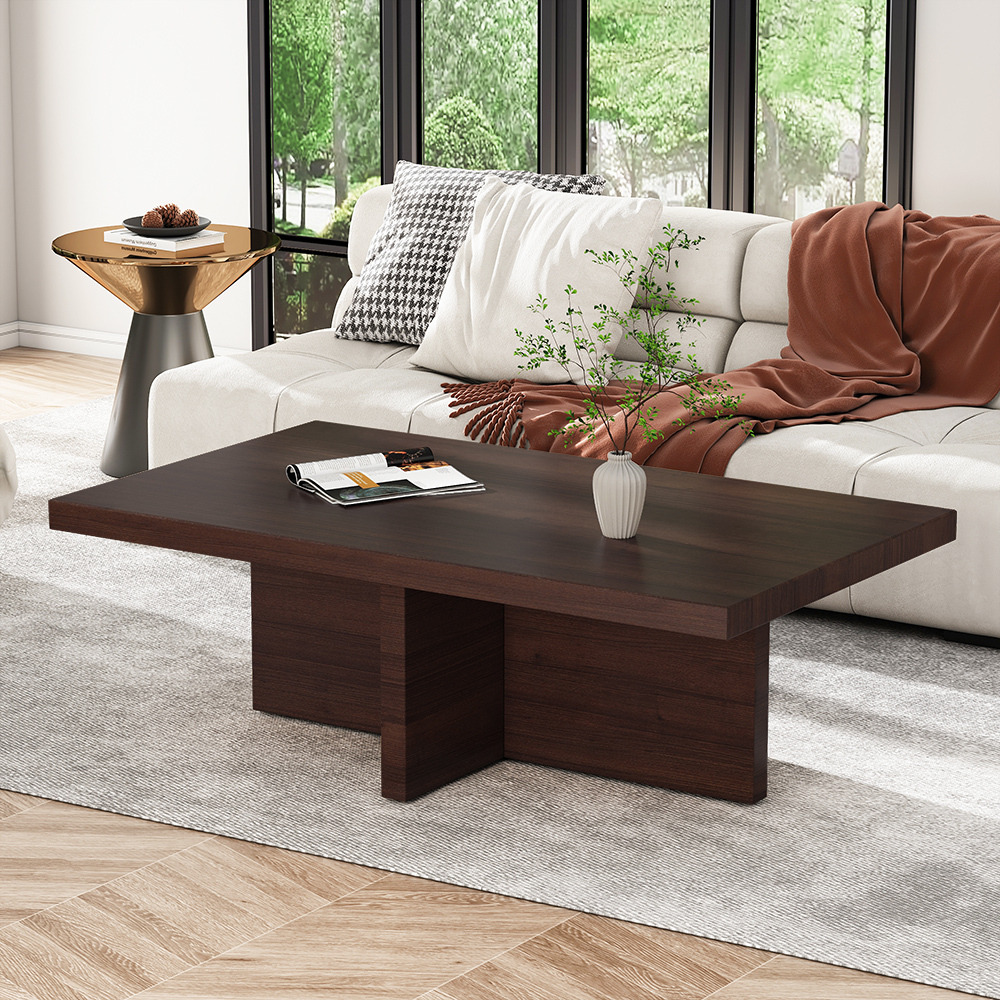 Modern Wooden Rectangle Coffee Table Living Room Cocktail Table in ...