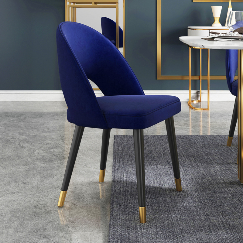 Modern Upholstered Blue Dining Chair Velvet Curved Back (Set of 2) by ...