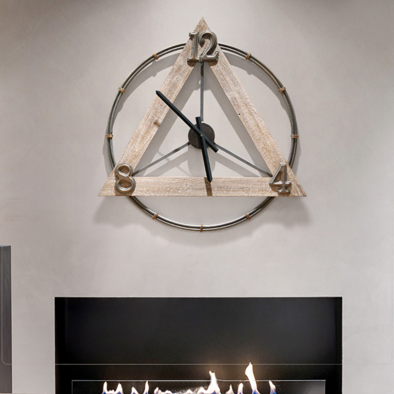 Mid-Century Modern Large Wall Clock Round & Triangle Wood Metal ...