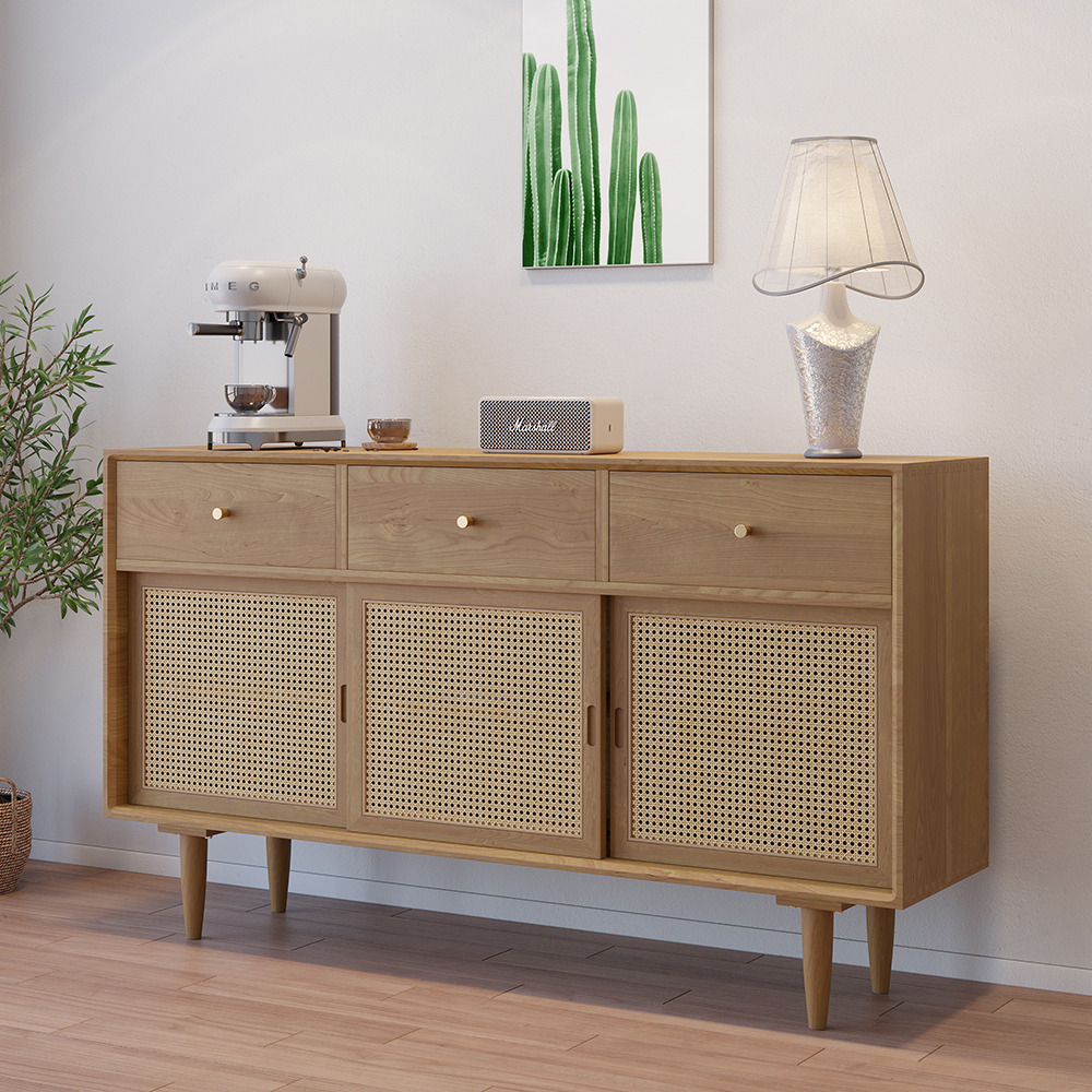 Farmhouse 1400mm Cane Sideboard Buffet with Storage Natural Kitchen ...