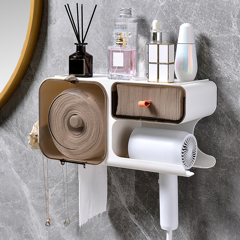 Bathroom Wall Mounted Double-Layer Tissue Box Toilet Paper Holder with ...