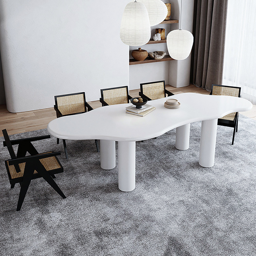 "Irregular Dining Table 4-Leg 71"" for 6 Person Japandi White" by ...
