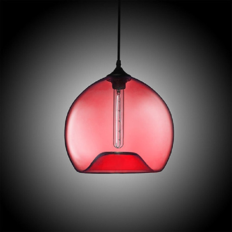 Modern Minimalist Glass 1-Light Bowl Shape Pendant Light in Red Colour ...
