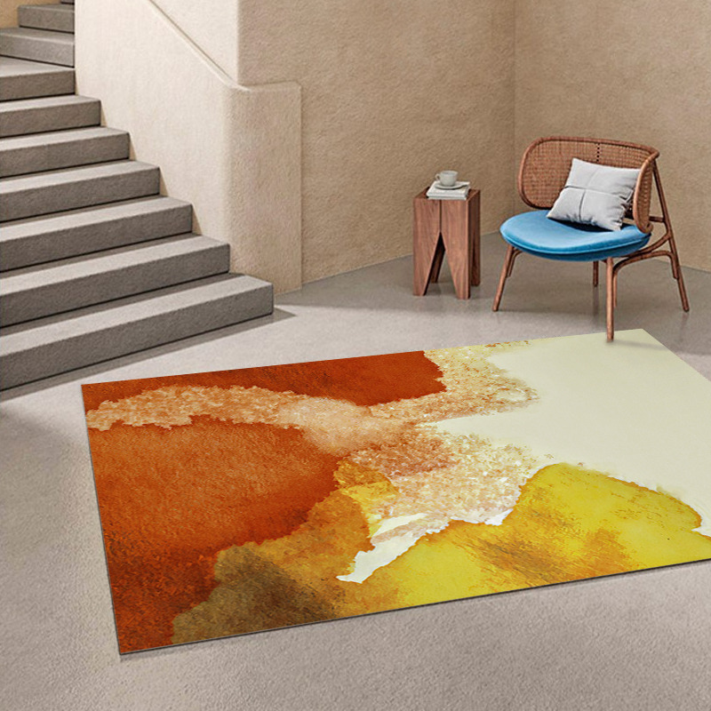 1800mm x 2700mm Modern Orange Faux Cashmere Area Rug for Living Room ...