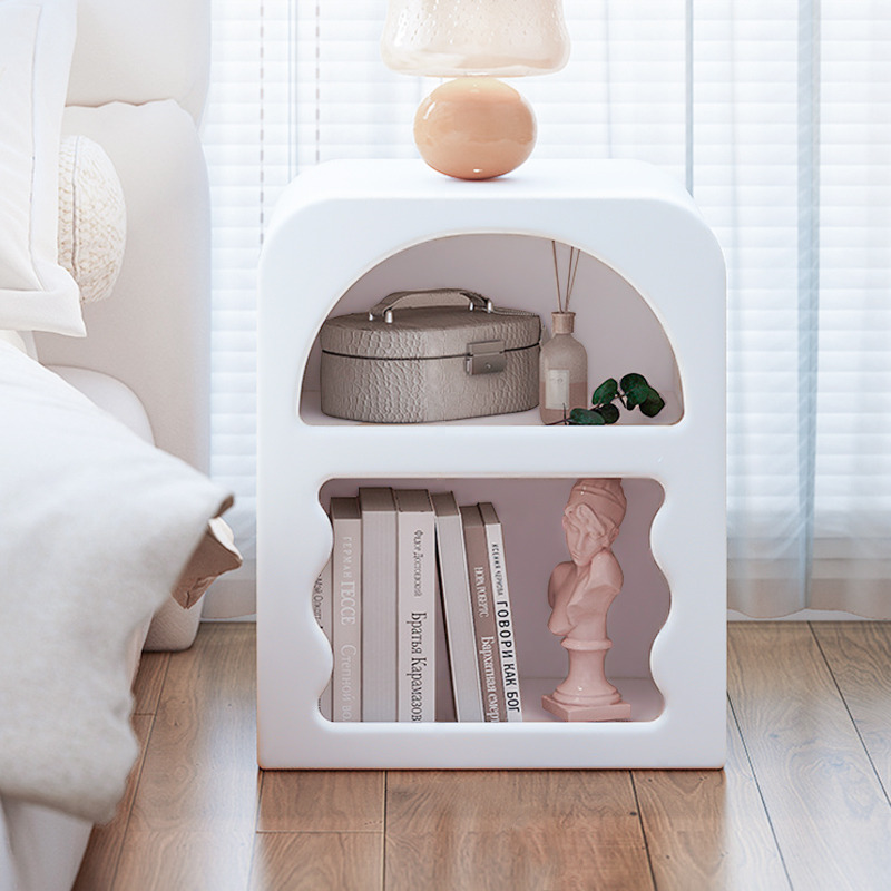 Codiys Art Deco White Nightstand with Open Storage Bedside Table with ...