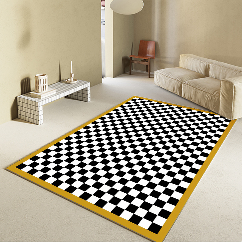 1600mm x 2300mm Modern Checkered Area Rug Black and White Decorative ...