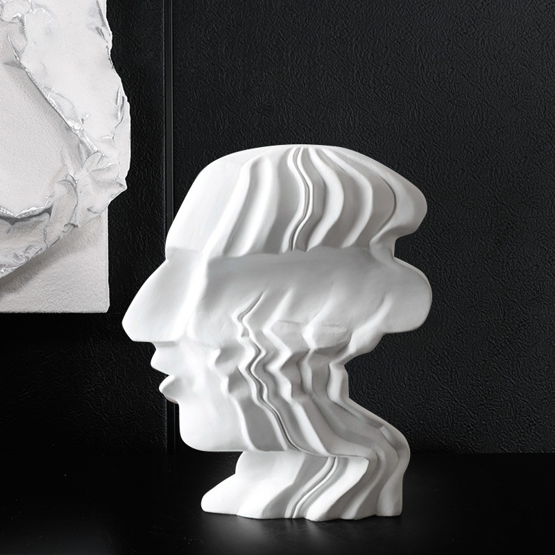 Abstract White Textured Resin Person Sculpture Ornament Modern People ...