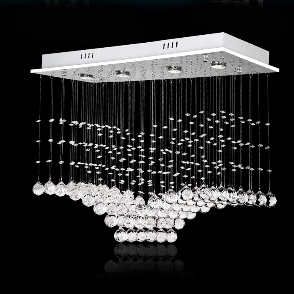 Modern Flush Mount Light Rectangle Shade Ceiling Light with Crystal ...