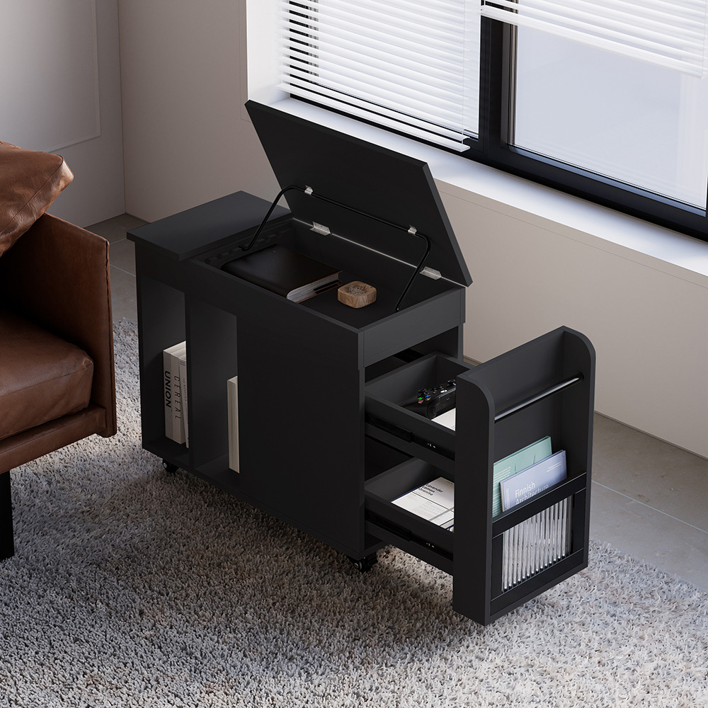 Multifunctional extendable Wooden Height Adjustable End Table with ...