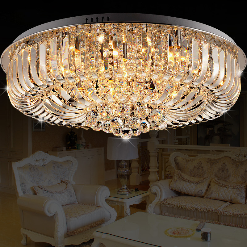 Glam Flush Mount Ceiling Light Clear Crystal in Chrome Finish by Homary ...