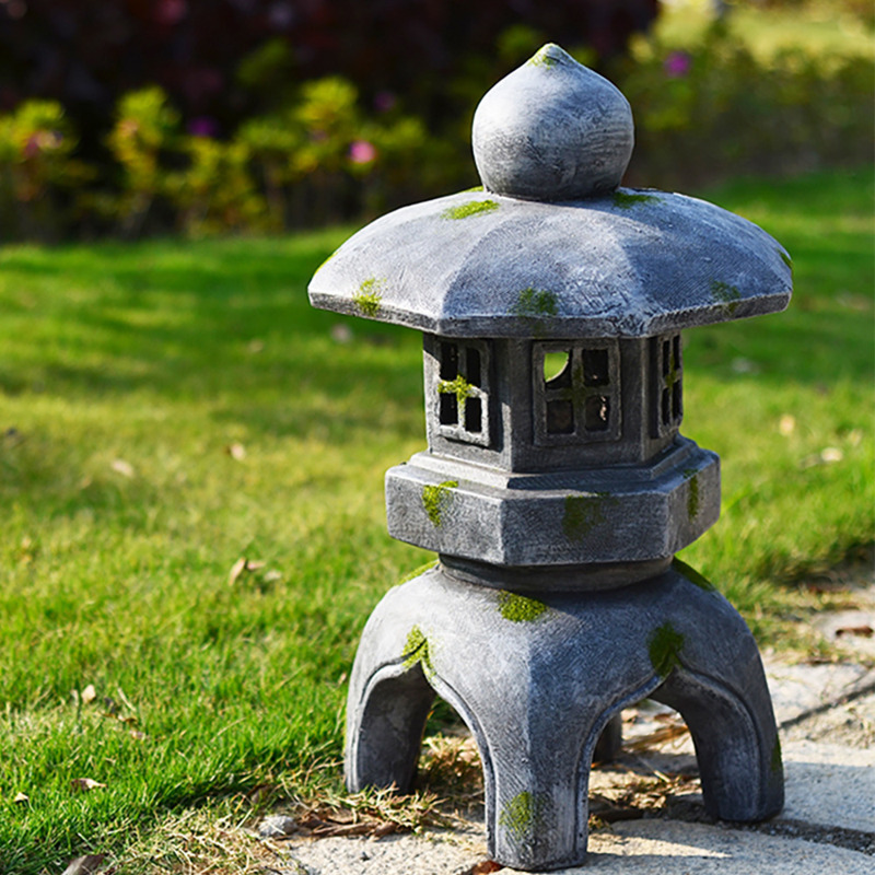 Outdoor Garden Geometric Japanese Solar Lantern Sculpture Statue Asian ...