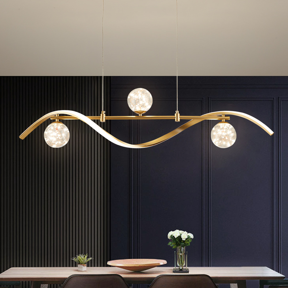 4-Light LED Linear Kitchen Island Lighting in Gold with Glass Globe ...