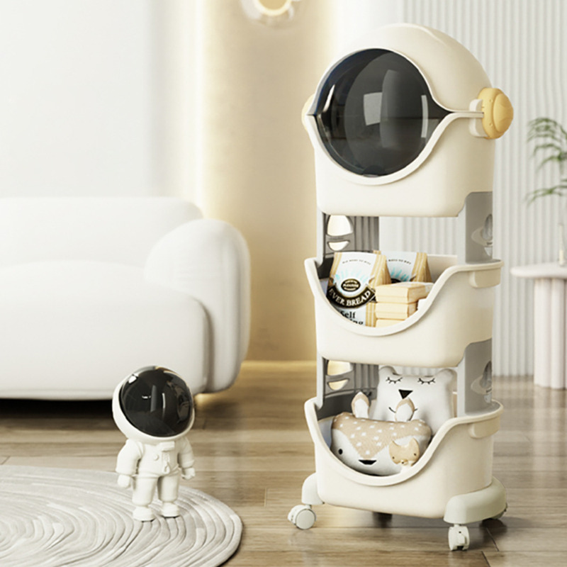 3-Tier Astronaut Kids Toy Organizer Cart Large Stackable Storage Bins ...