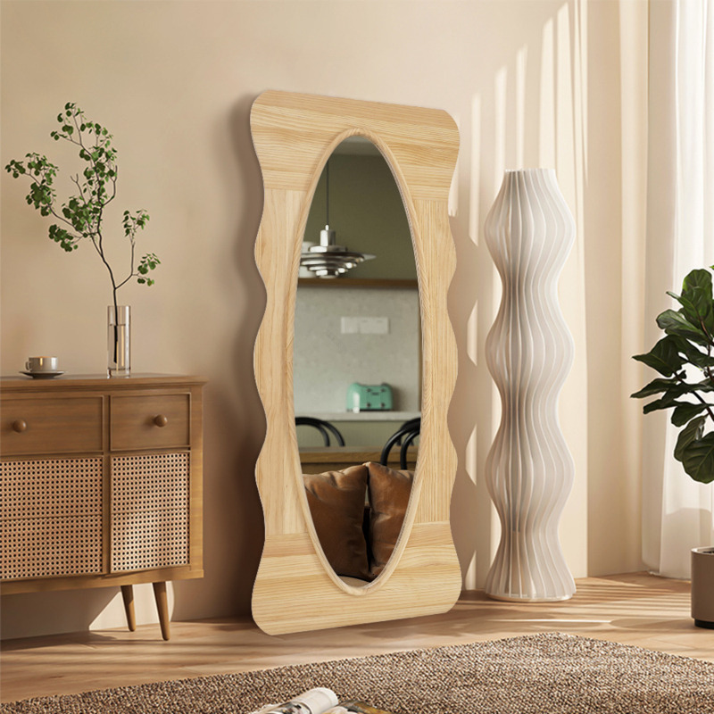 1600mm Oversized Full Length Wooden Wavy Floor Mirror Living Room ...