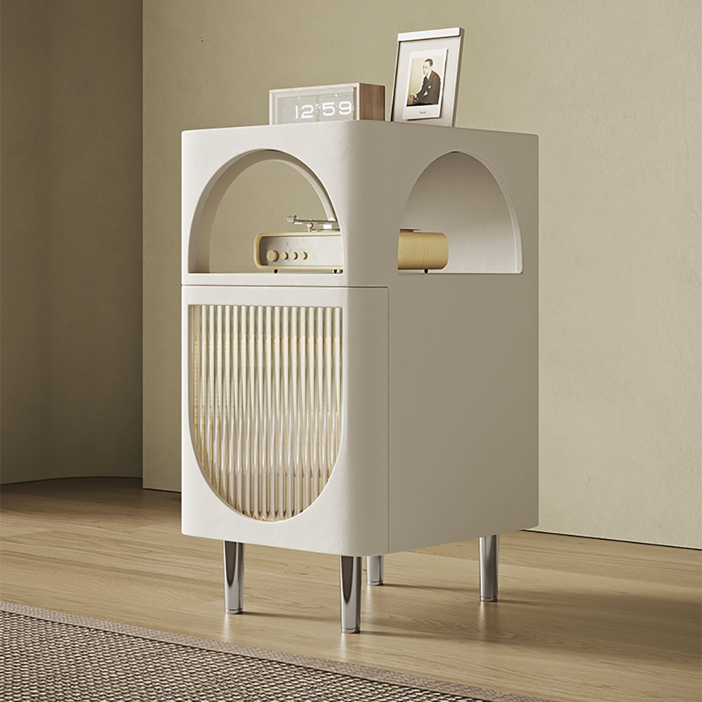Modern White Side Table with Storage Arched End Table by Homary ...