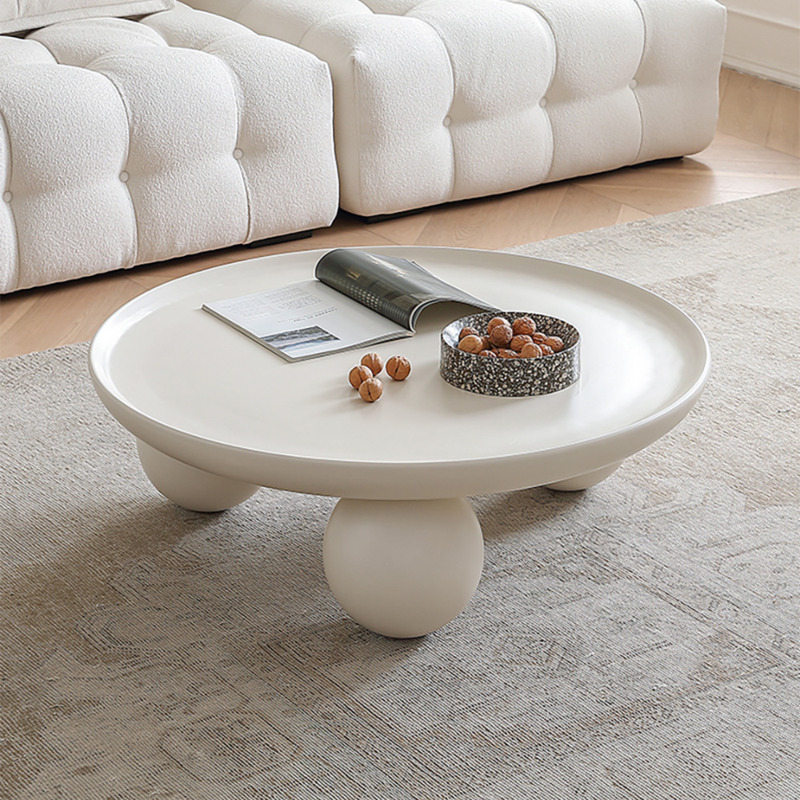800mm Modern Round White Block Coffee Table with Spherical Legs by ...