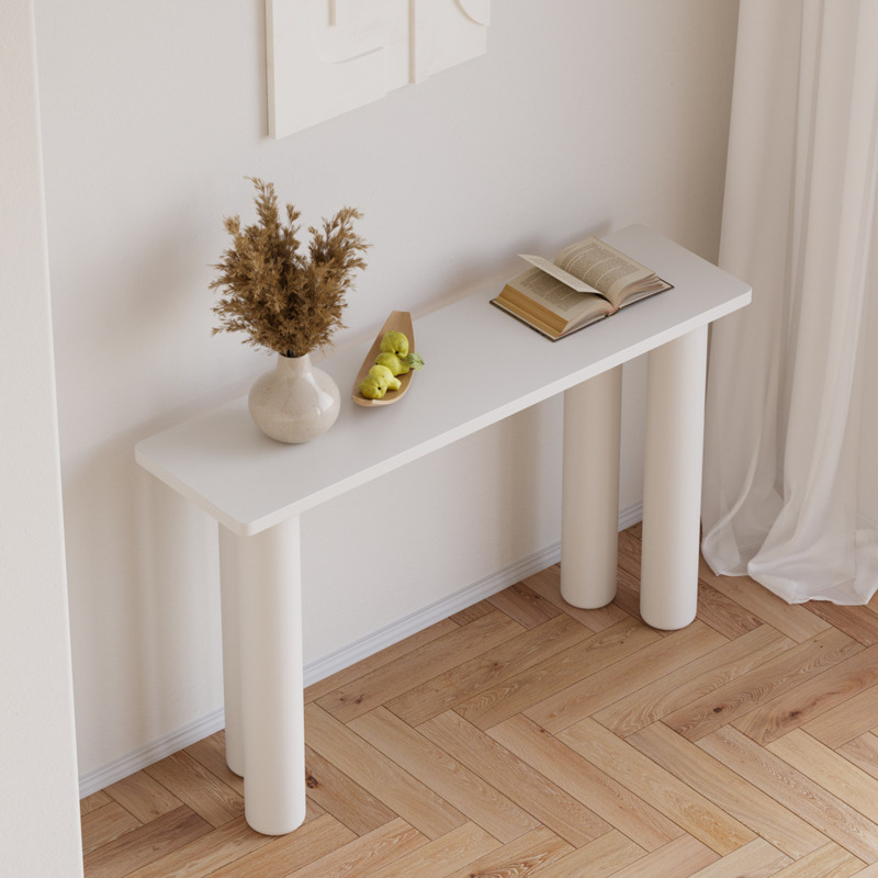 1200mm Modern White Console Table with Double Pedestal Entryway Table ...