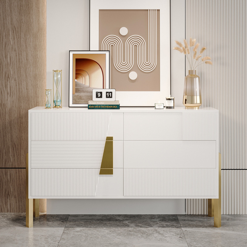 1400mm Modern White 6 Drawer Dresser Fluted Chest Storage Cabinet by ...