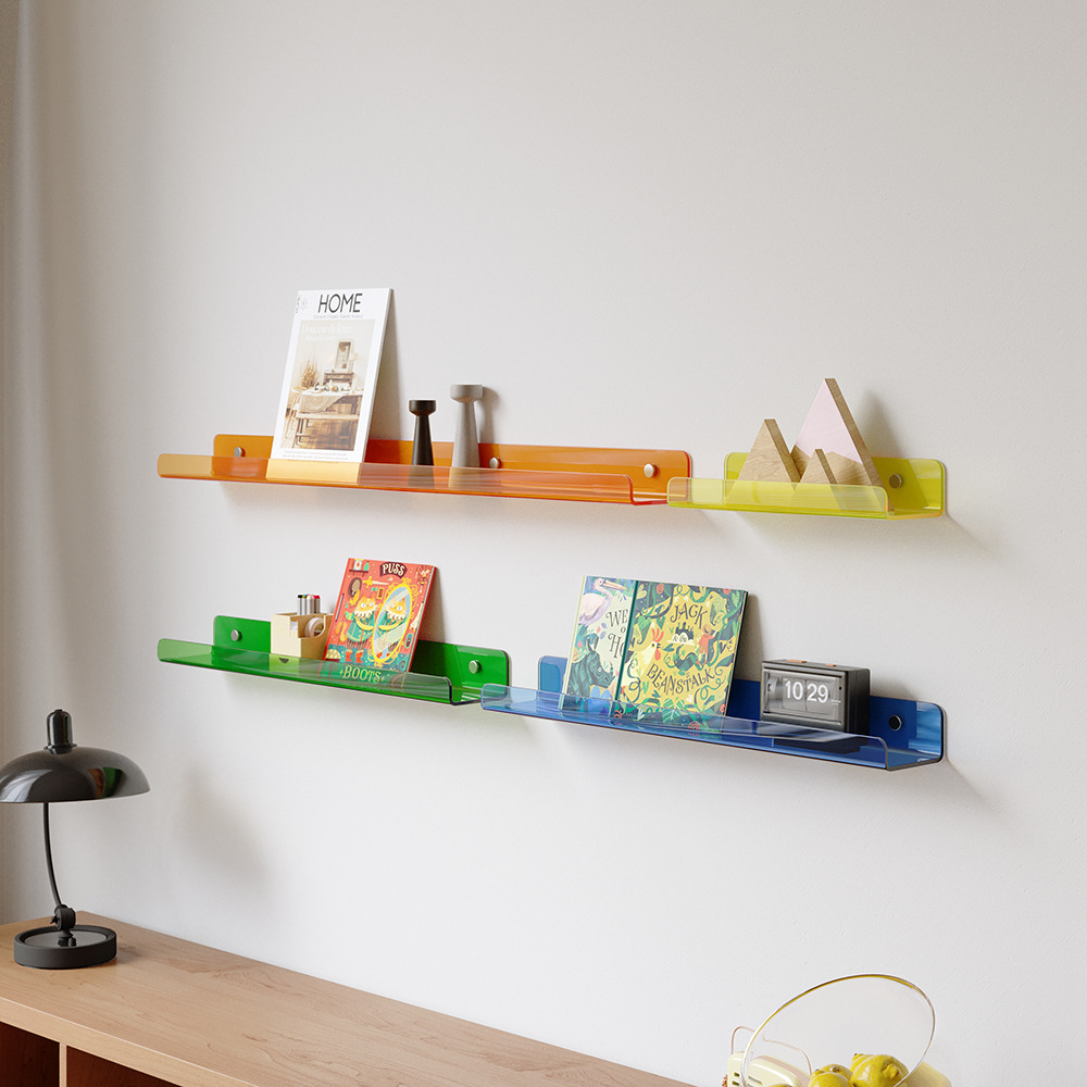 4-Piece Neon Colour Acrylic Wall Shelves Decorative Wall Mounted ...