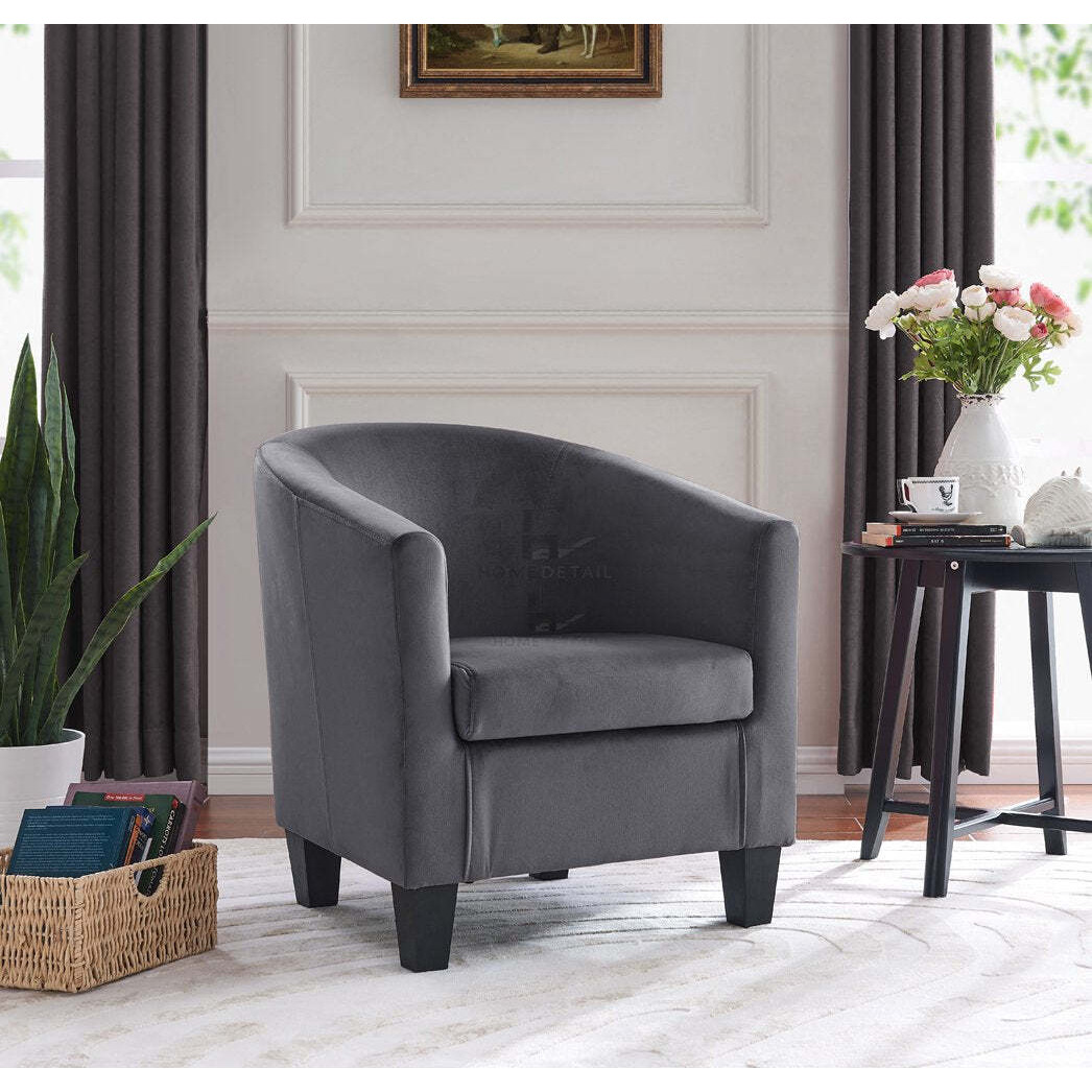 Canberra Accent Tub Chair, Dark Grey Velvet by Home Detail | ufurnish.com