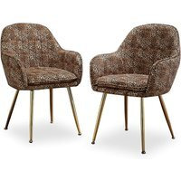 Leopard Print Velvet Dining Chair with Gold Legs (Pack of 2) by Home ...
