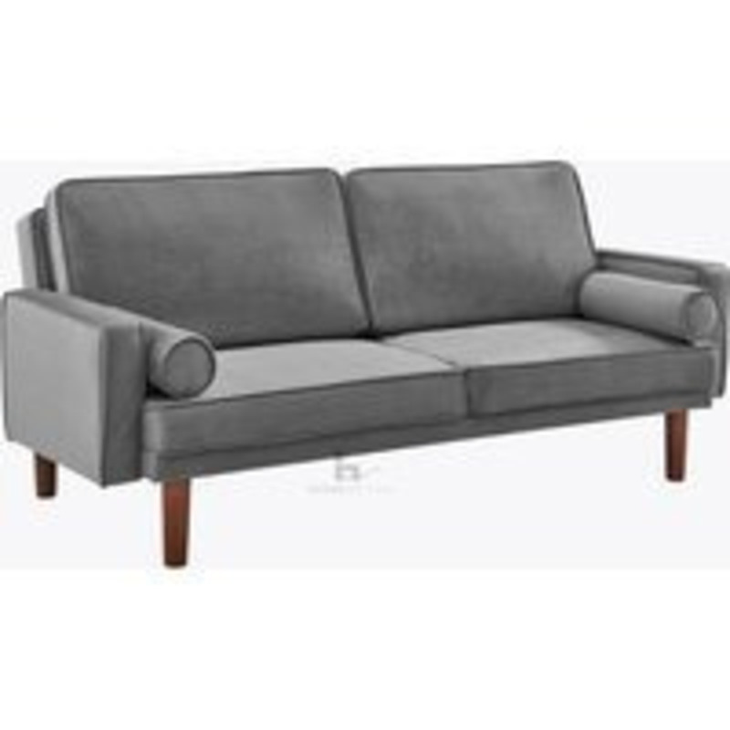 SUTTON Velvet Sofa Bed with Wooden Legs in Grey - Comfortable and ...