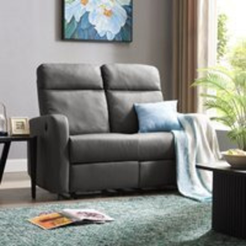 Mitchell Sofa Set 2 Seater Electric Recliner Grey PU Faux Leather Sofa ...