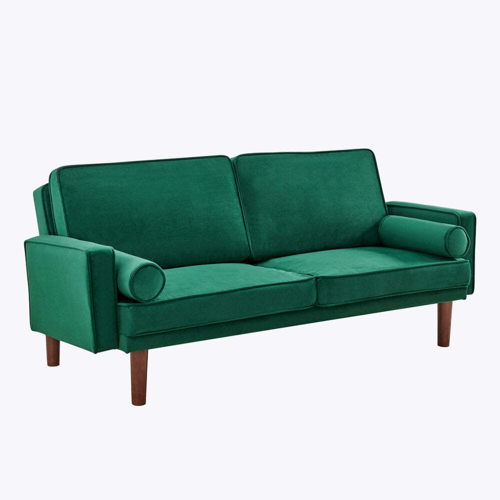 Sutton Velvet Sofa bed with Wooden legs, Velvet Green by Home Detail ...