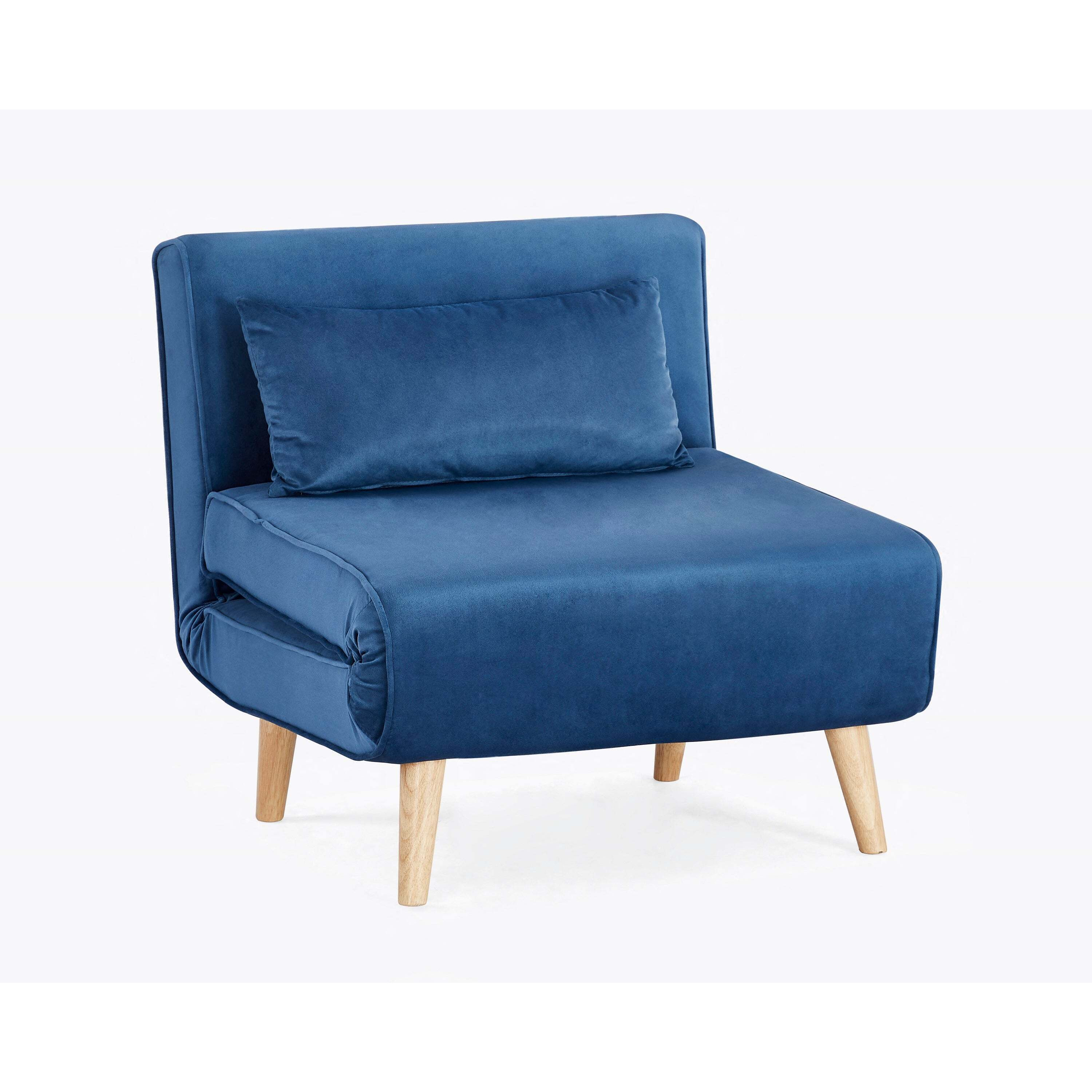 Kendal Blue Velvet Single Futon Sofa Bed by Home Detail | ufurnish.com
