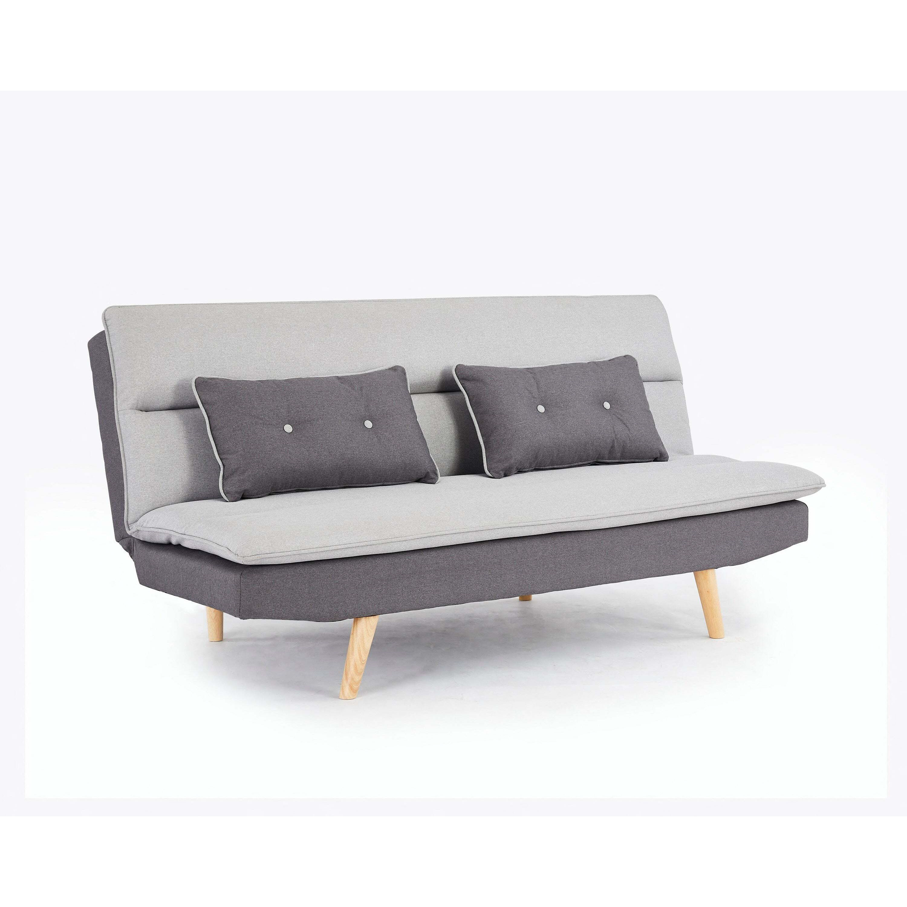 RAMSEY 3 Seater Grey Fabric Duo Contrast Design With Wooden Legs and ...