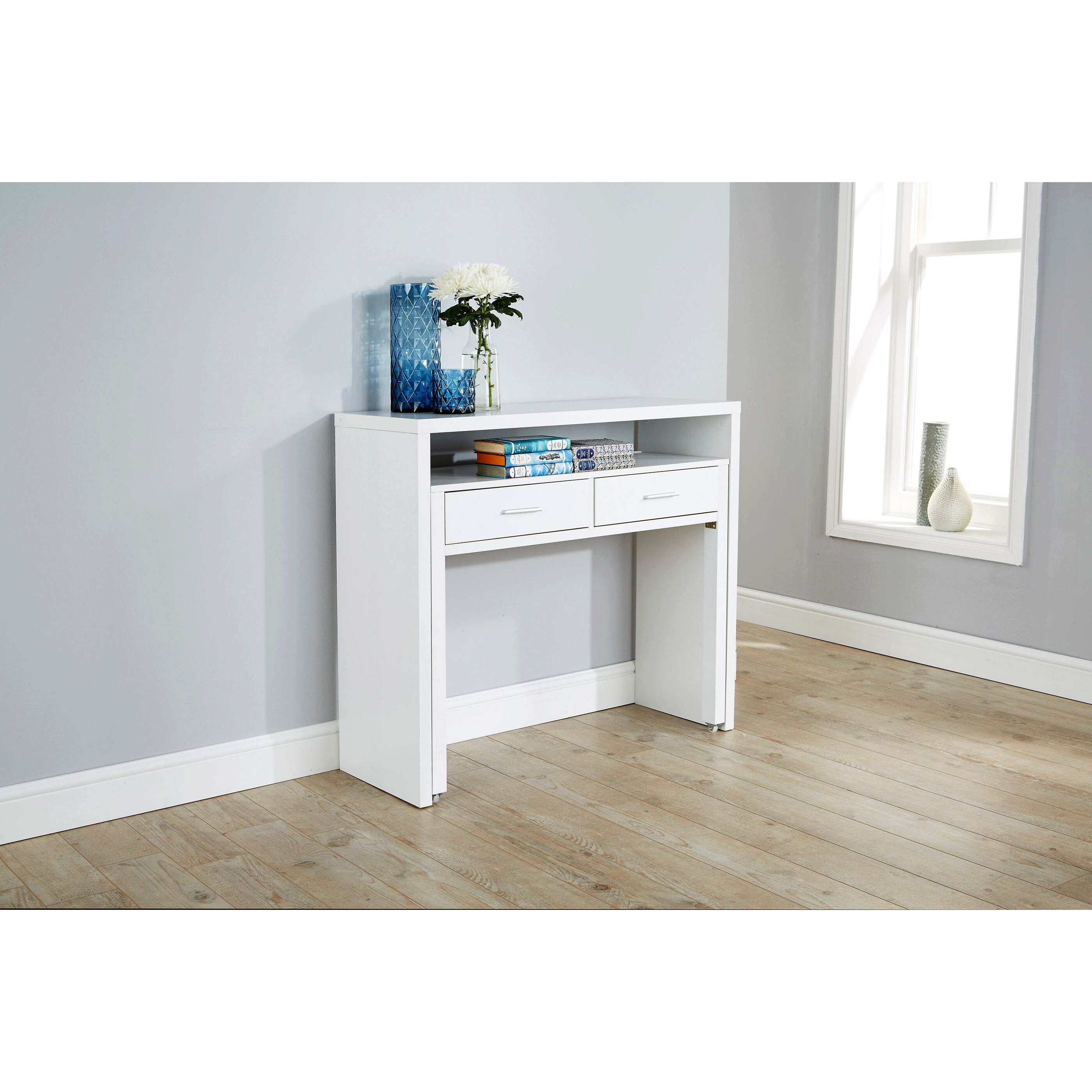 Regis Extending Console Table White by Home Detail | ufurnish.com