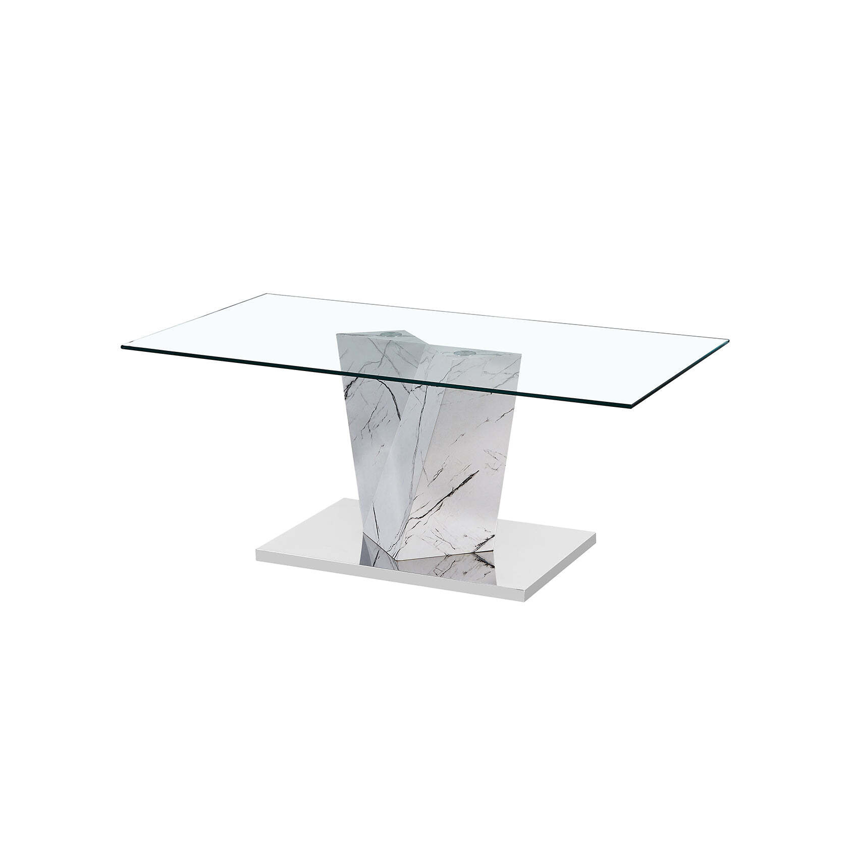 Alpha Coffee Table White Marble Effect Base by Home Detail | ufurnish.com