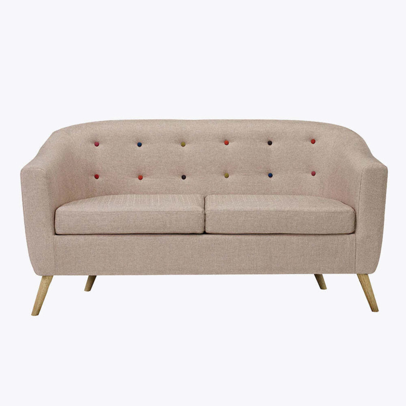 Hudson Sofa With Buttons Beige by Home Detail | ufurnish.com