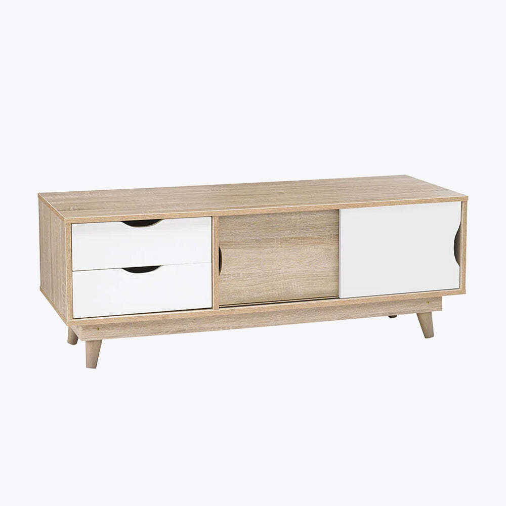 Scandi Oak TV Unit White by Home Detail | ufurnish.com