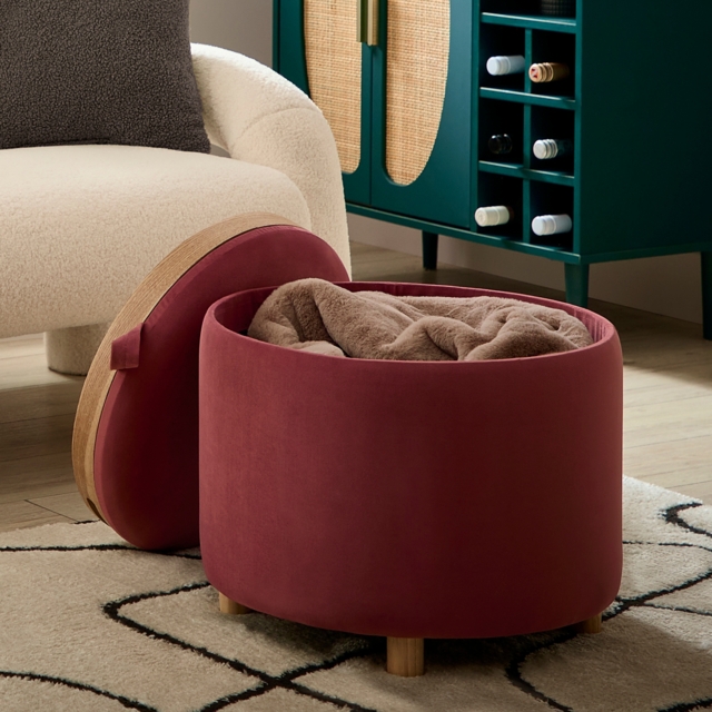 Lottie Velvet Ottoman with Storage - Fig by Homebase | ufurnish.com