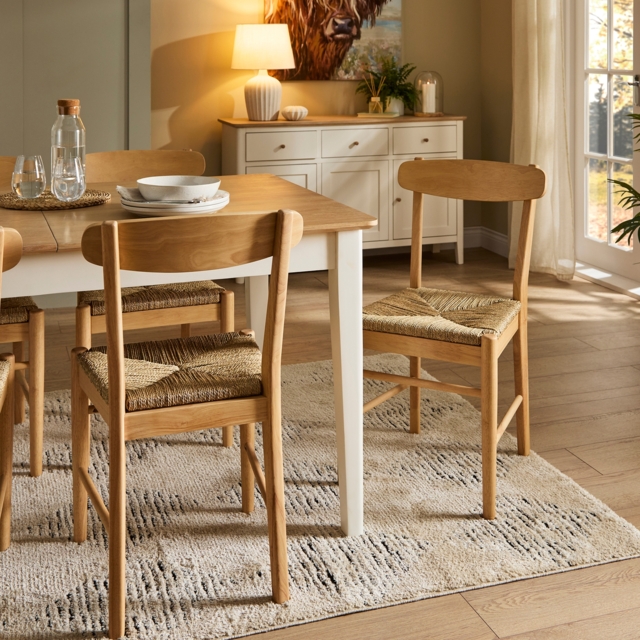 Set of 2 Durley Woven Dining Chairs - Natural by Homebase | ufurnish.com