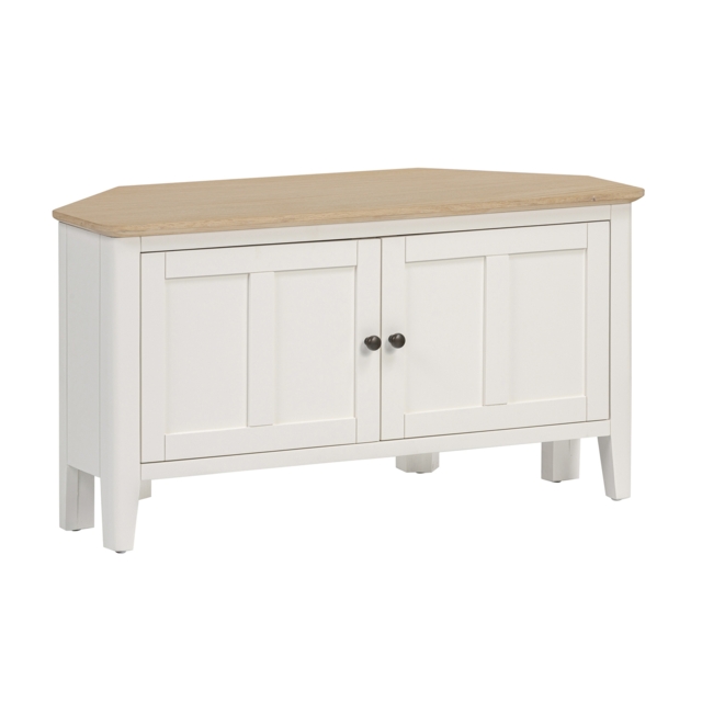 Pembrooke Corner TV Stand - White by Homebase | ufurnish.com