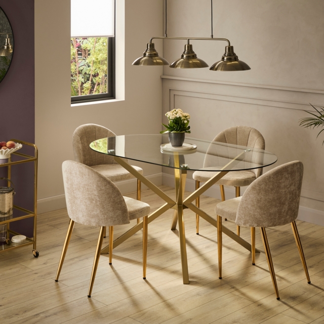 Athena Glass Oval 6 Seater Dining Table by Homebase | ufurnish.com