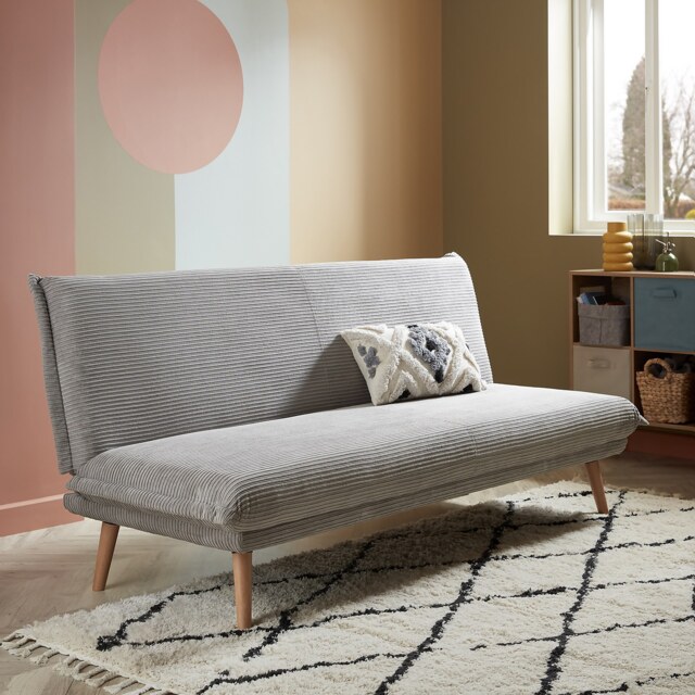 Click Clack Reid Cord 2 Seater Sofa Bed - Grey by Homebase | ufurnish.com