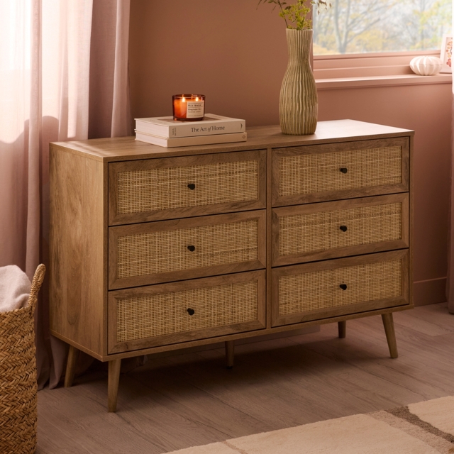 Kubu Rattan 6 Drawer Chest of Drawers by Homebase | ufurnish.com