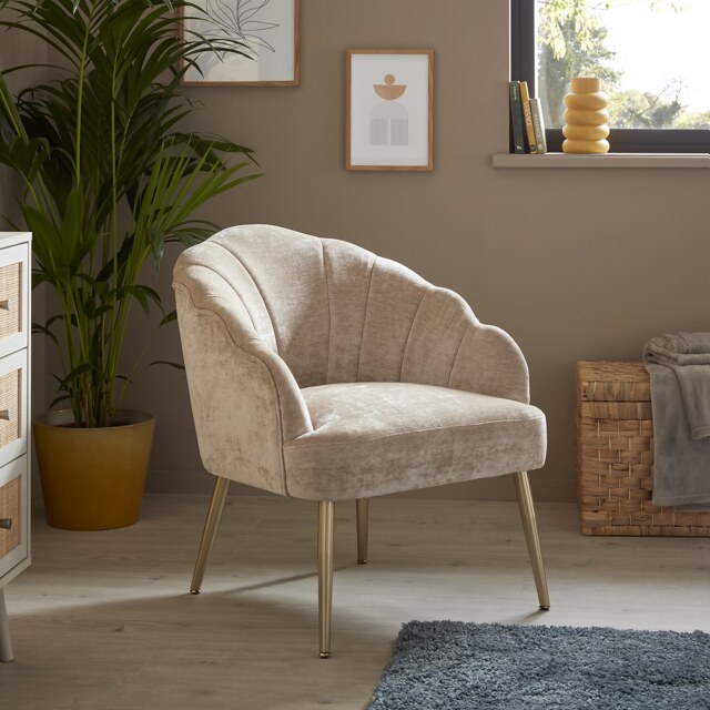 Sophia Chenille Scallop Accent Chair - Champagne by Homebase | ufurnish.com