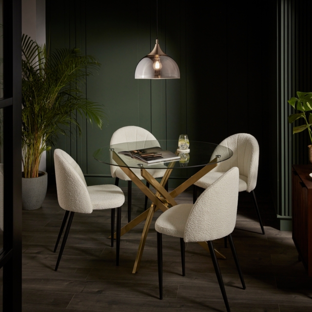 Athena Luxe Glass Round 4 seater Dining Table by Homebase | uFurnish.com